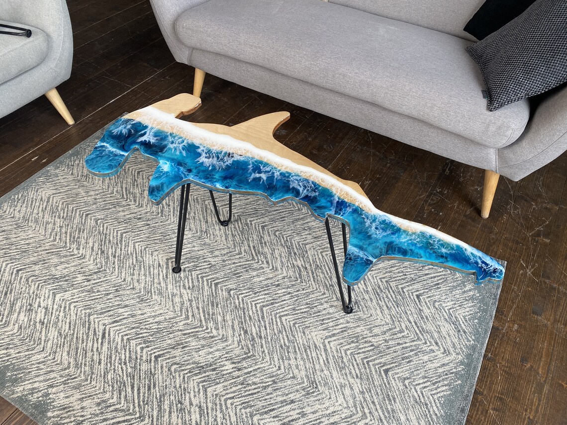 Hammerhead Fish Table Ocean Coffee Table Epoxy Resin Living - Etsy