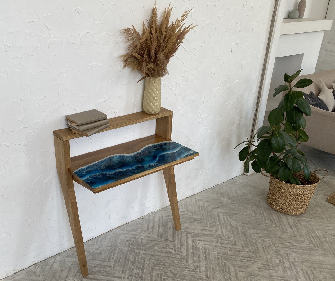 Ocean Epoxy Resin Console Table, Hallway Table, Small Entryway Table, Console Tables With ...