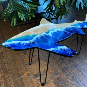 Shark Shape Ocean Epoxy Resin Table, Modern Coffee Table, Living Room ...
