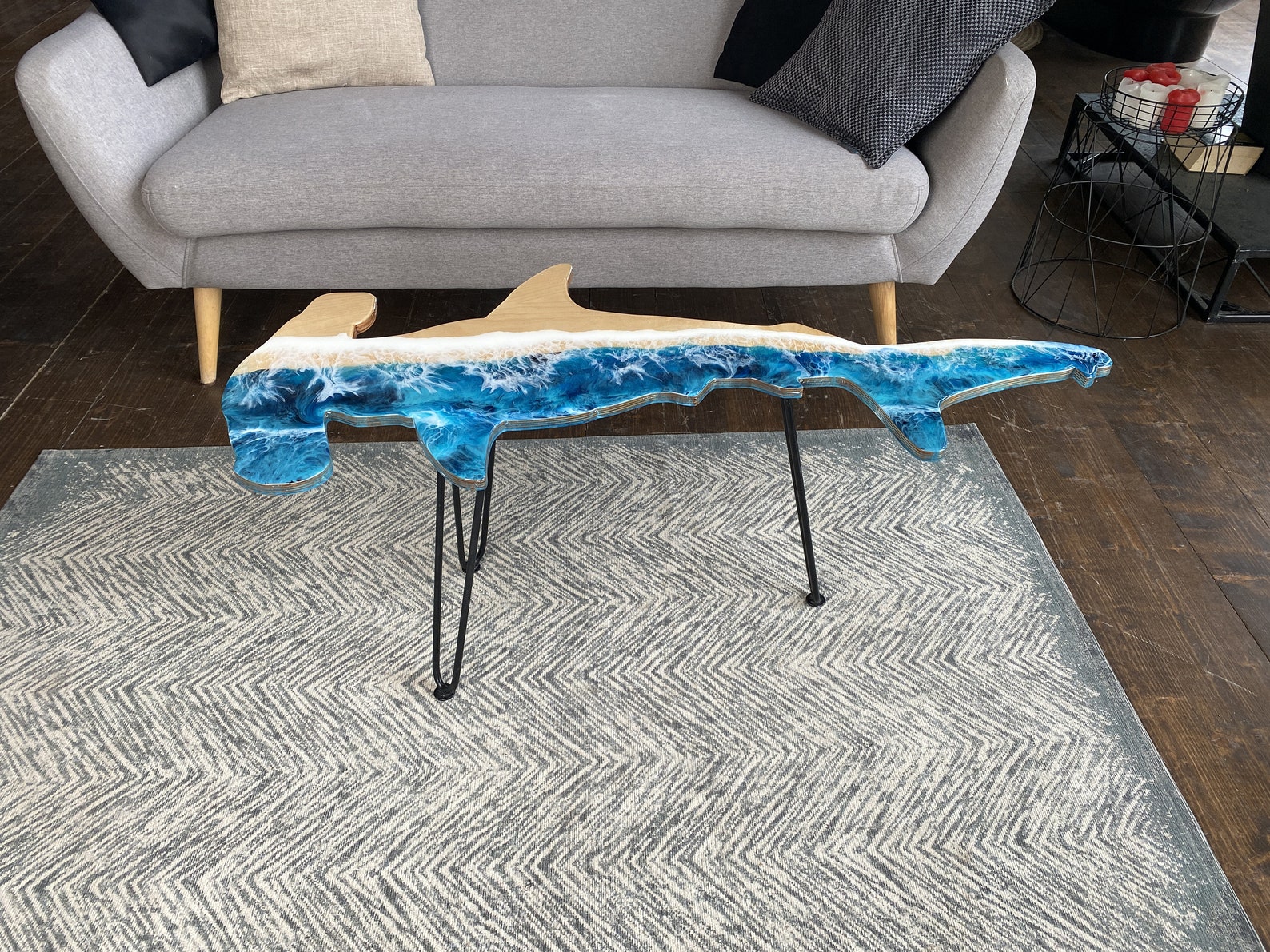 Hammerhead Fish Table Ocean Coffee Table Epoxy Resin Living - Etsy