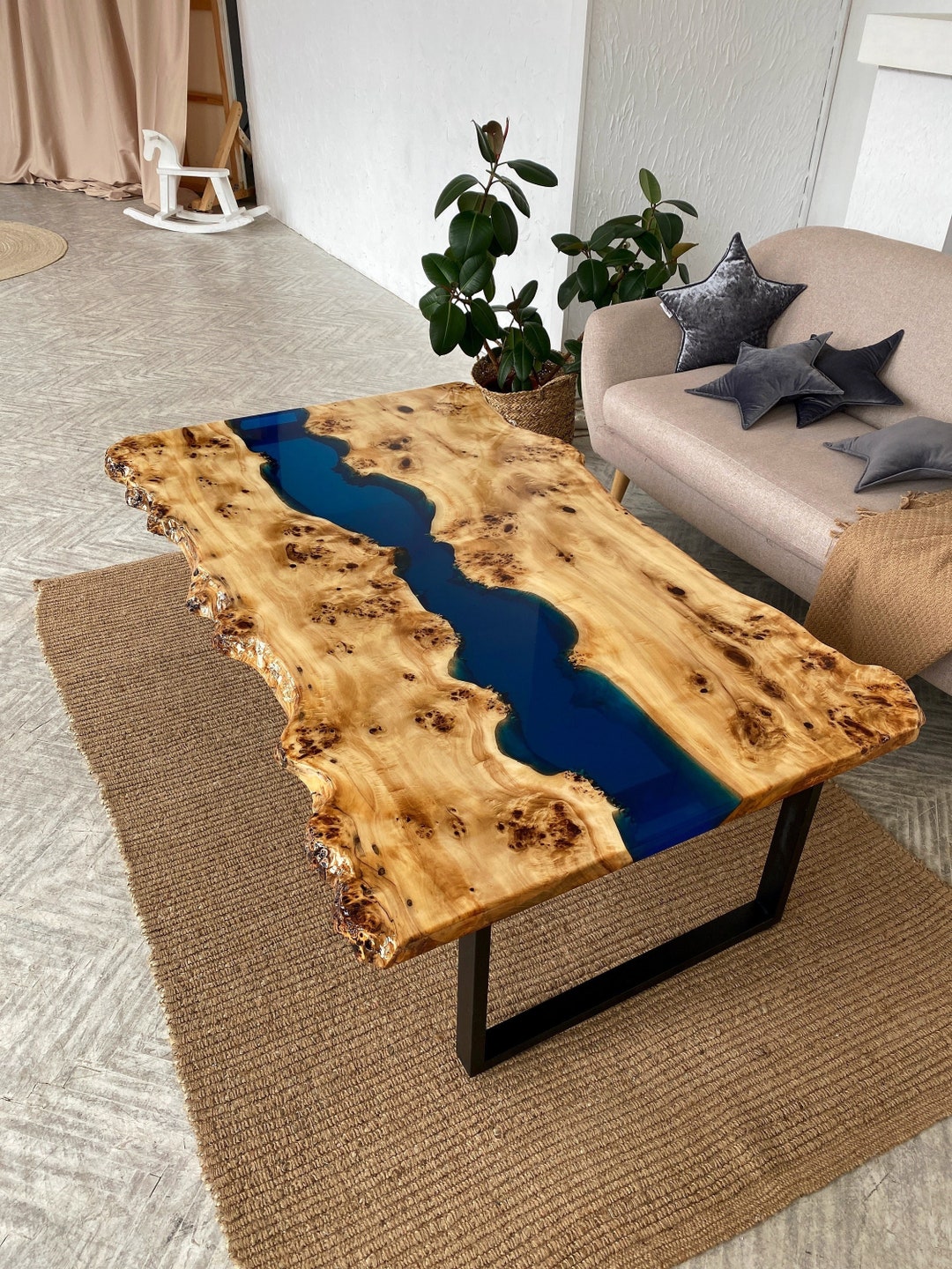 Live Edge Wood Epoxy Table, Custom Size River Table, Wood Epoxy Table ...