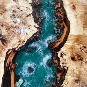 Solid Large Table, Green Epoxy Resin River Table, Handmade Wood Dining ...