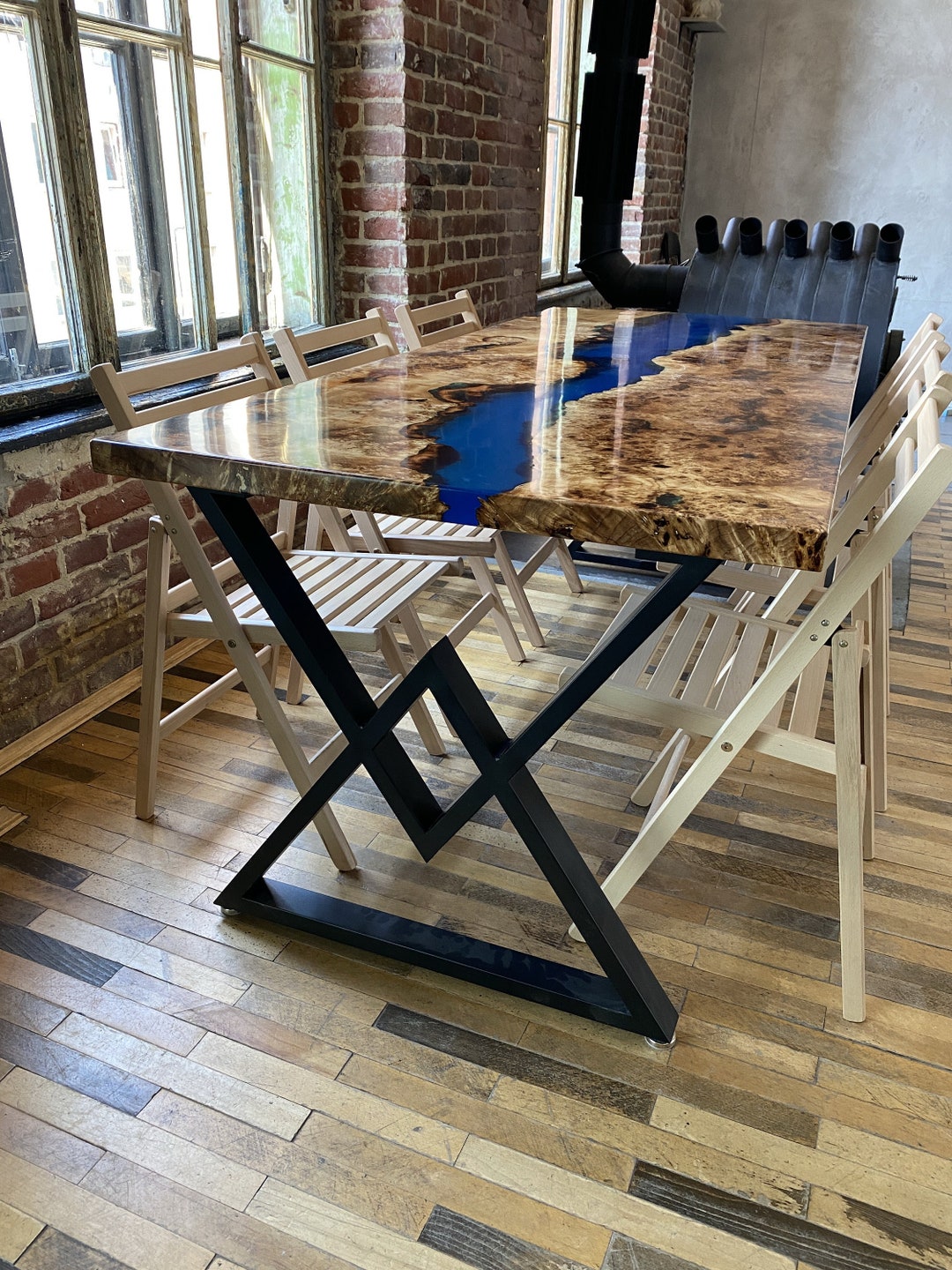Large Dining Table for Kitchen Live Edge Epoxy Resin Table - Etsy