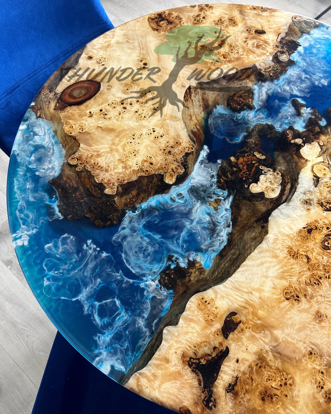 Epoxy Round Dining Table With Ocean Coastal Design, Epoxy Resin Kitchen ...