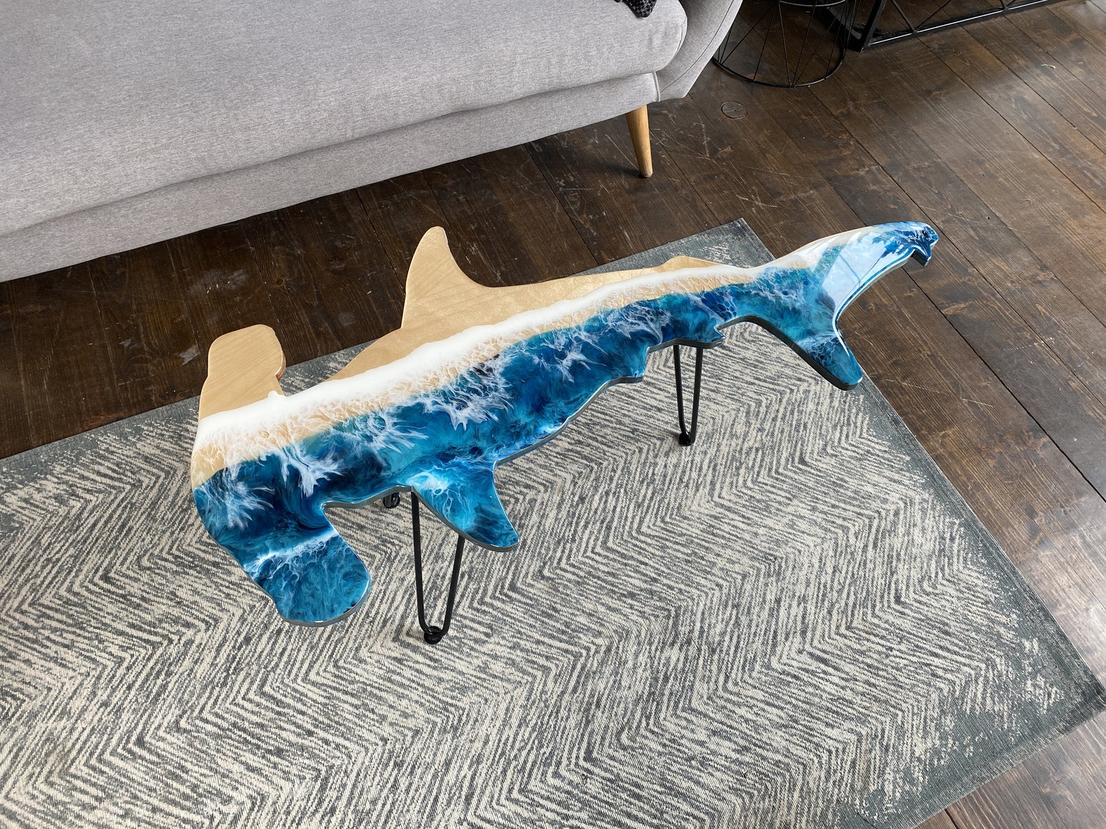 Hammerhead Fish Table Ocean Coffee Table Epoxy Resin Living - Etsy