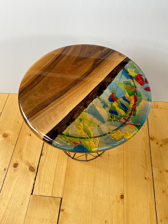 Koi Fish Stained Glass Coffee Tables China Luxury Stackable Koi Fish