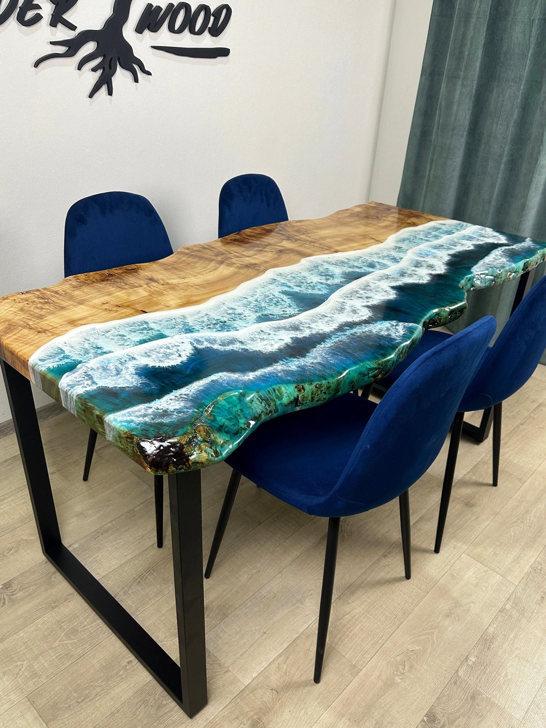 Large Epoxy Resin Table With Steel Legs, Custom Order Furniture, Solid ...