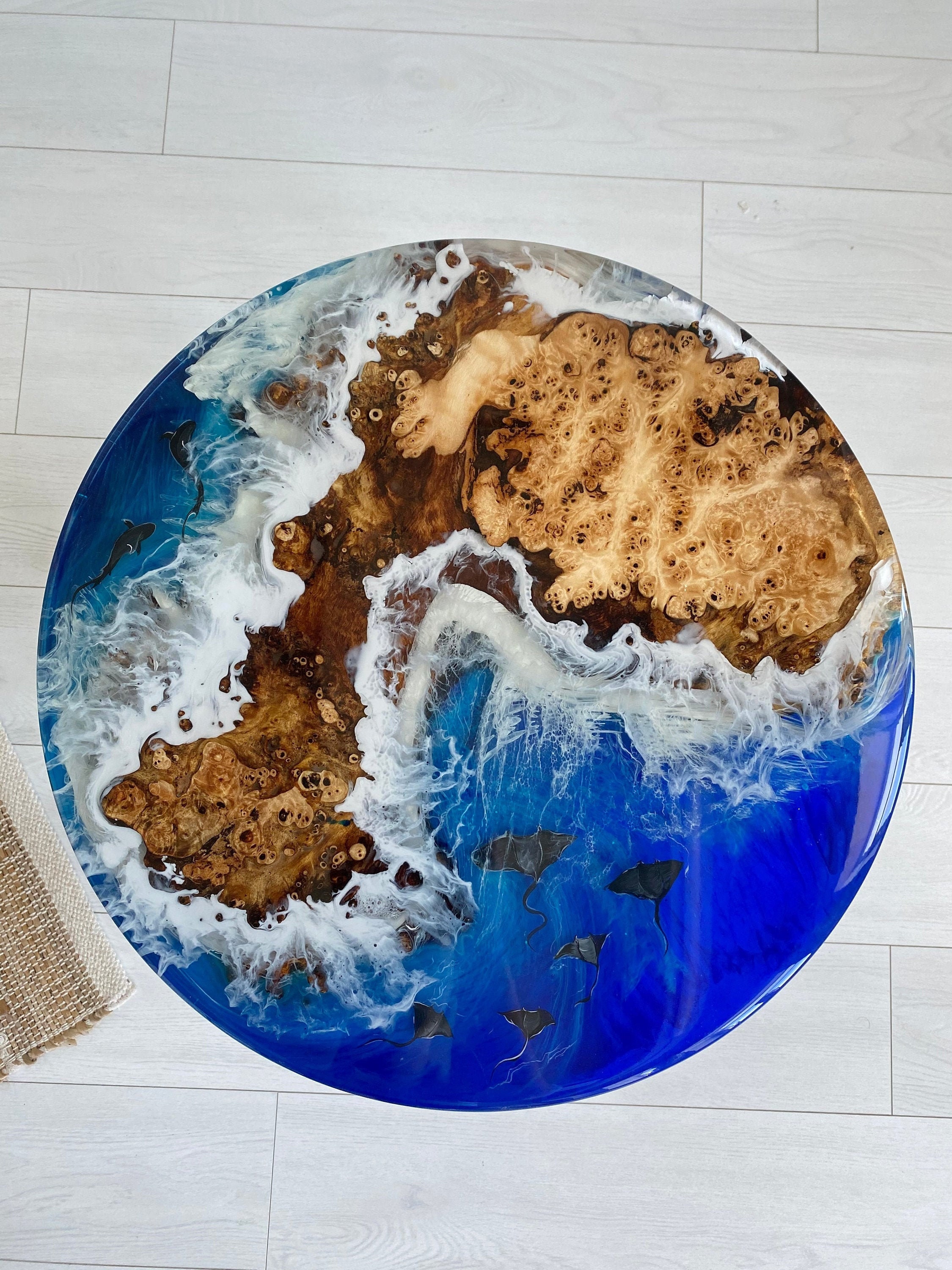 Round Ocean Coffee Table, Coastal Decor, Custom Dining Table, Aquarium ...