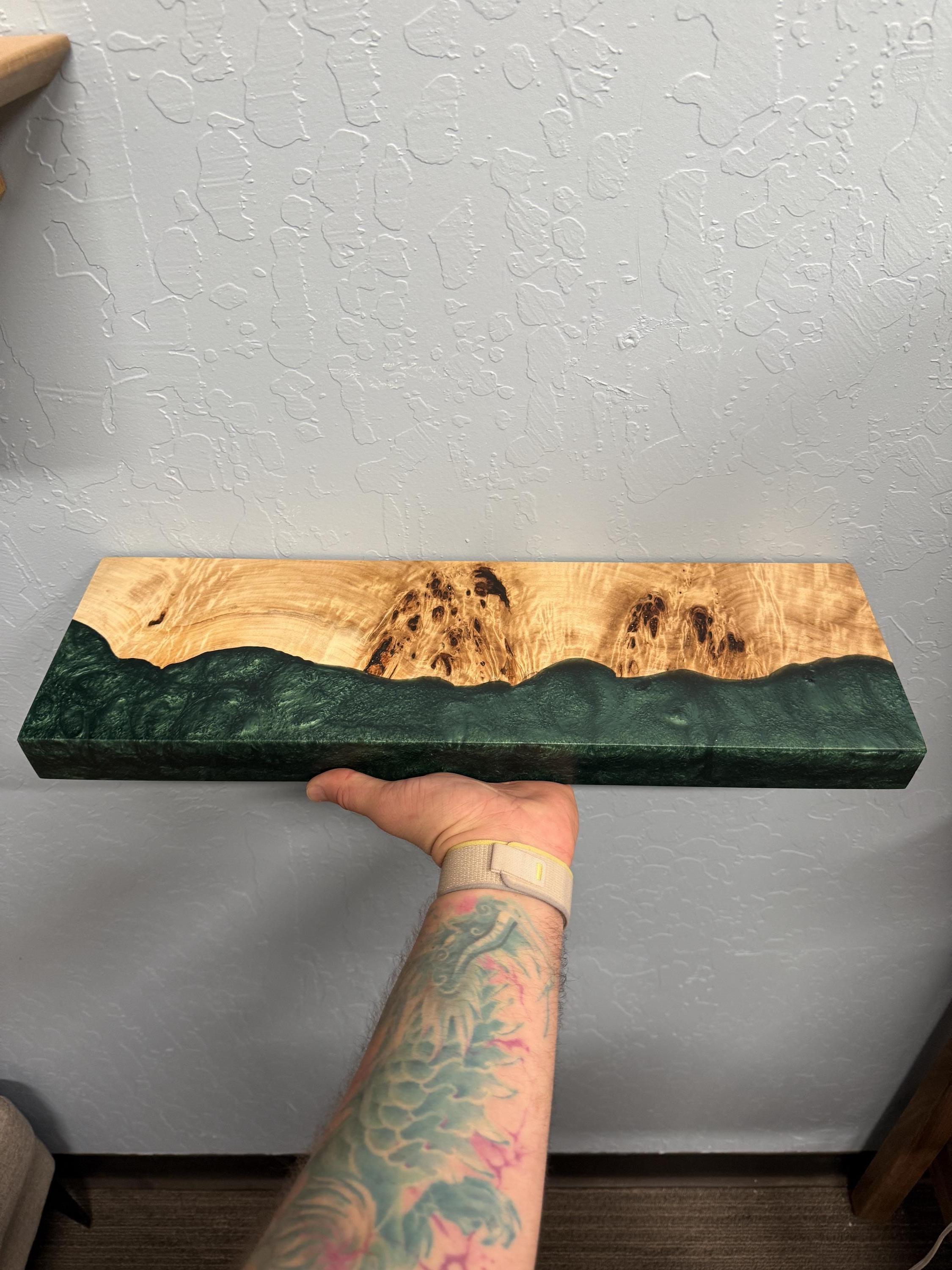 Handmade Epoxy Floating Shelf, Live Edge Resin Wall Shelf, Rustic ...
