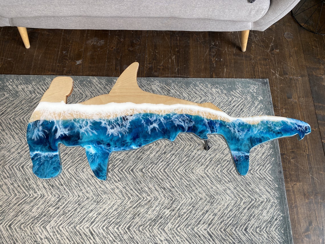 Hammerhead Fish Table Ocean Coffee Table Epoxy Resin Living - Etsy