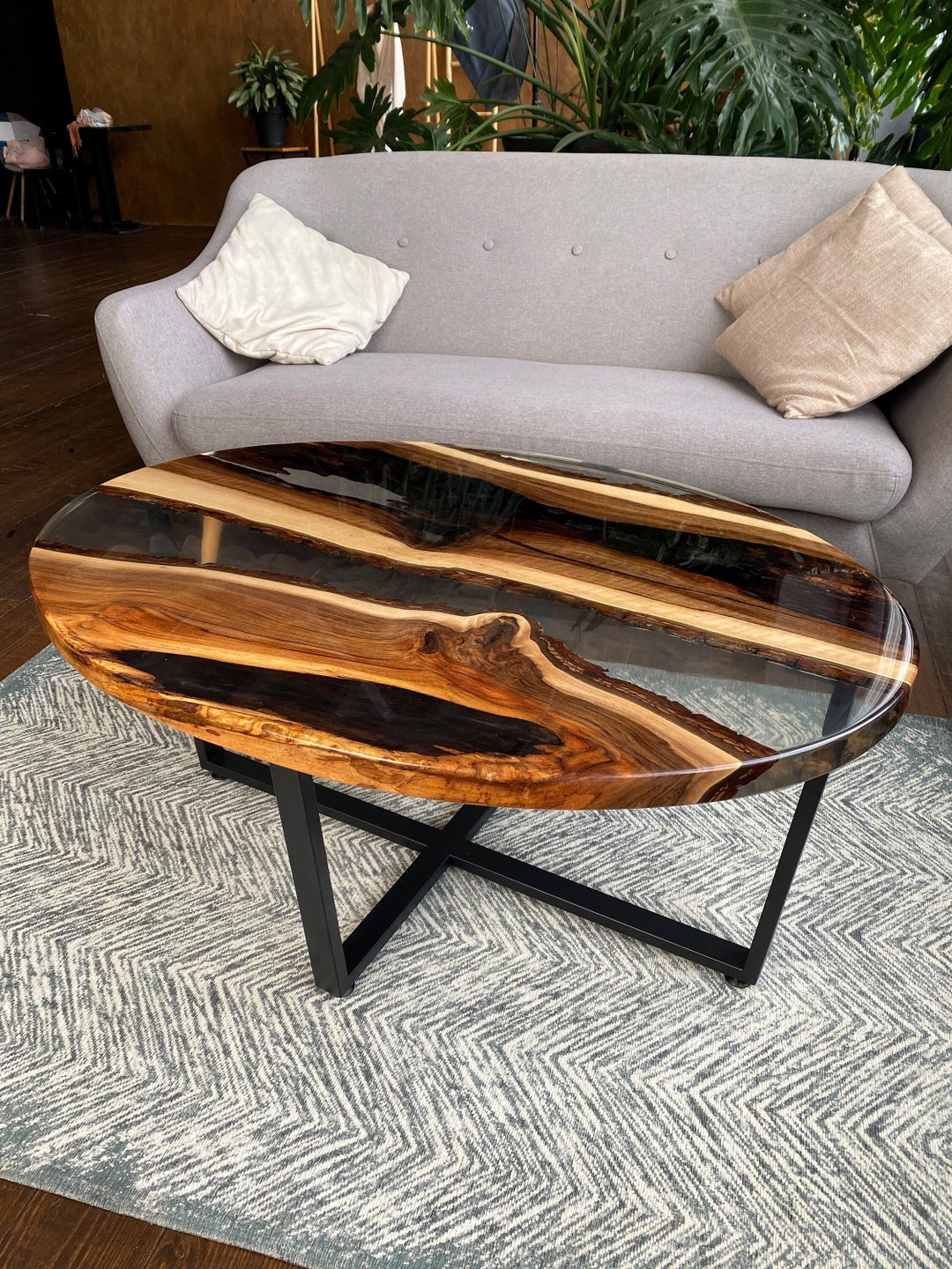 Ultra Clear Resin Epoxy Table, Coffee Table, Wooden Oval Table, Clear ...