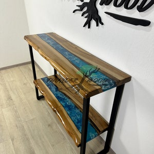 Epoxy Resin Entryway Table With Shelf, Console Table With Shelf, Epoxy ...