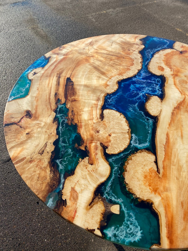 Resin Wood Round Table, Custom Epoxy Furniture, Large Table for Studio ...