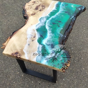 Custom Resin Epoxy Table With Fish, Unique Resin Epoxy Table, Dining ...