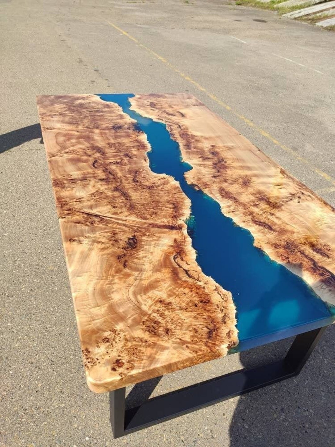 Epoxy River Wooden Dining Table, Live Edge Epoxy River Table, Large ...