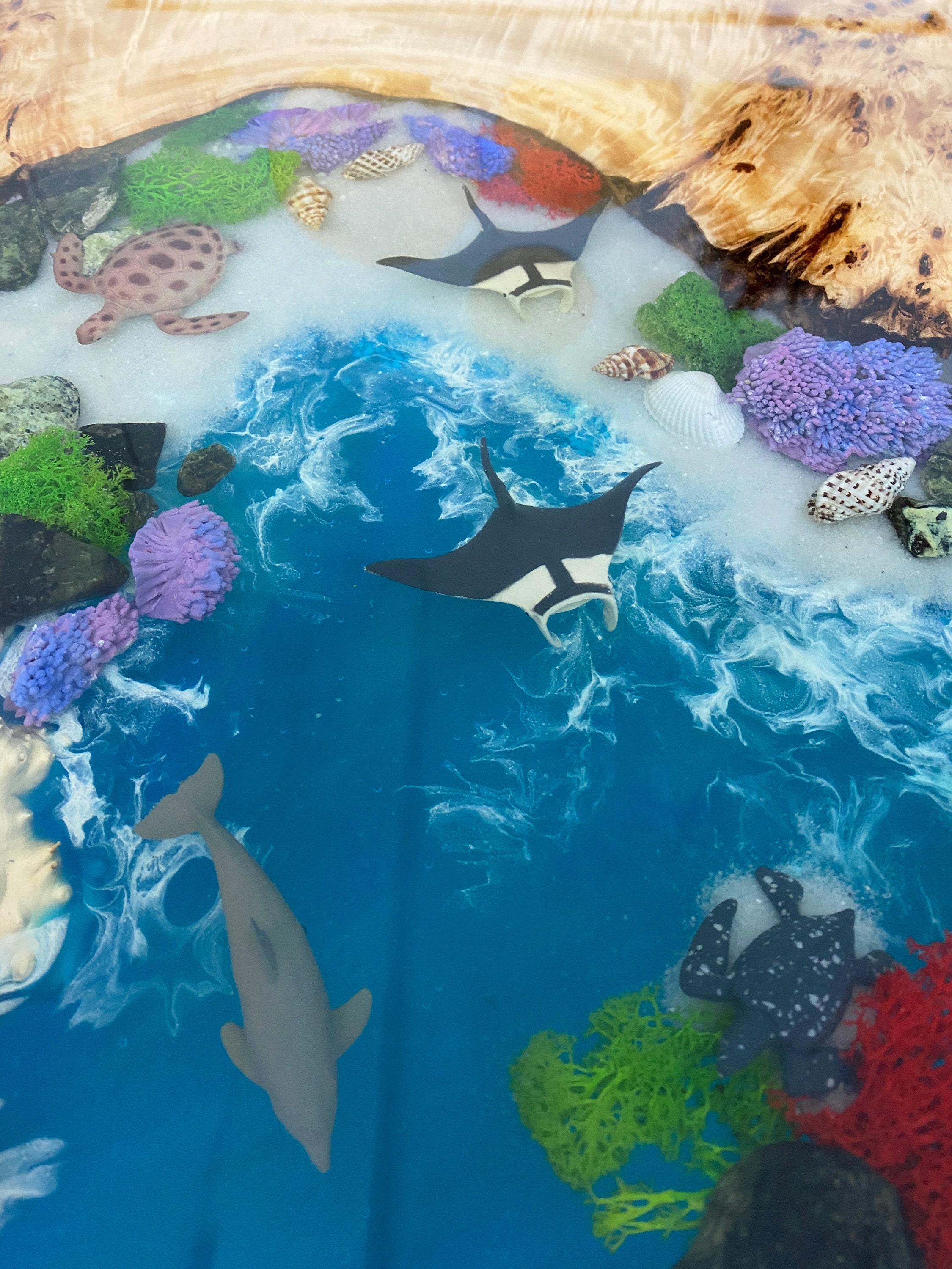 Epoxy Resin Table, Ocean Table, Aquarium Waterfall Epoxy Table, Resin ...