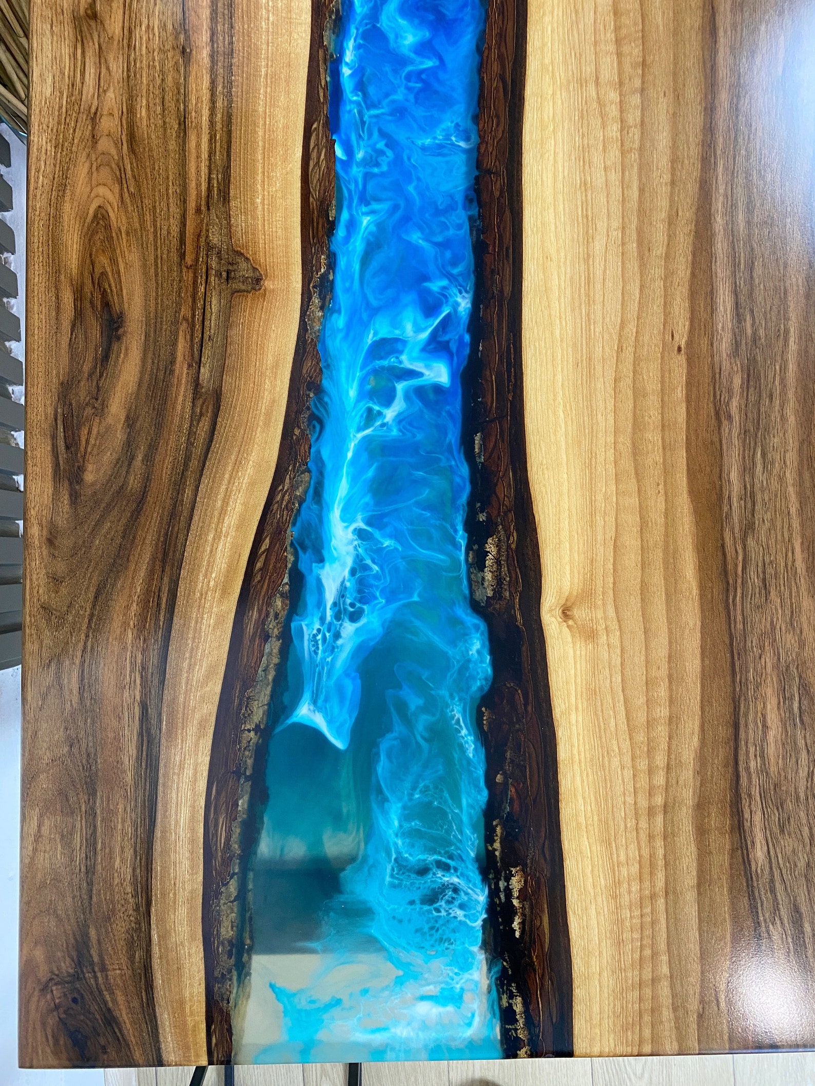 Custom Epoxy Resin Rock River, Wood Slab Table, Wave Resin Coffee Table ...