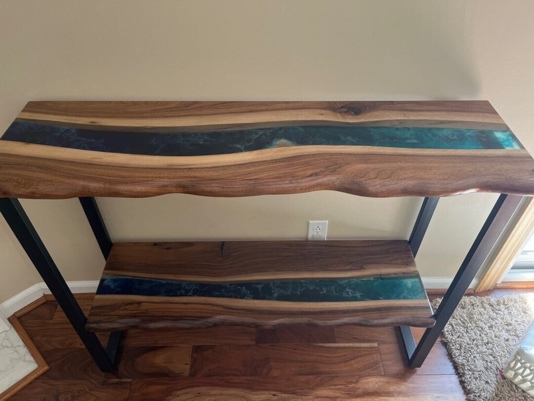 Epoxy Resin Console Table, Epoxy Hallway Table, Narrow Wooden Table ...