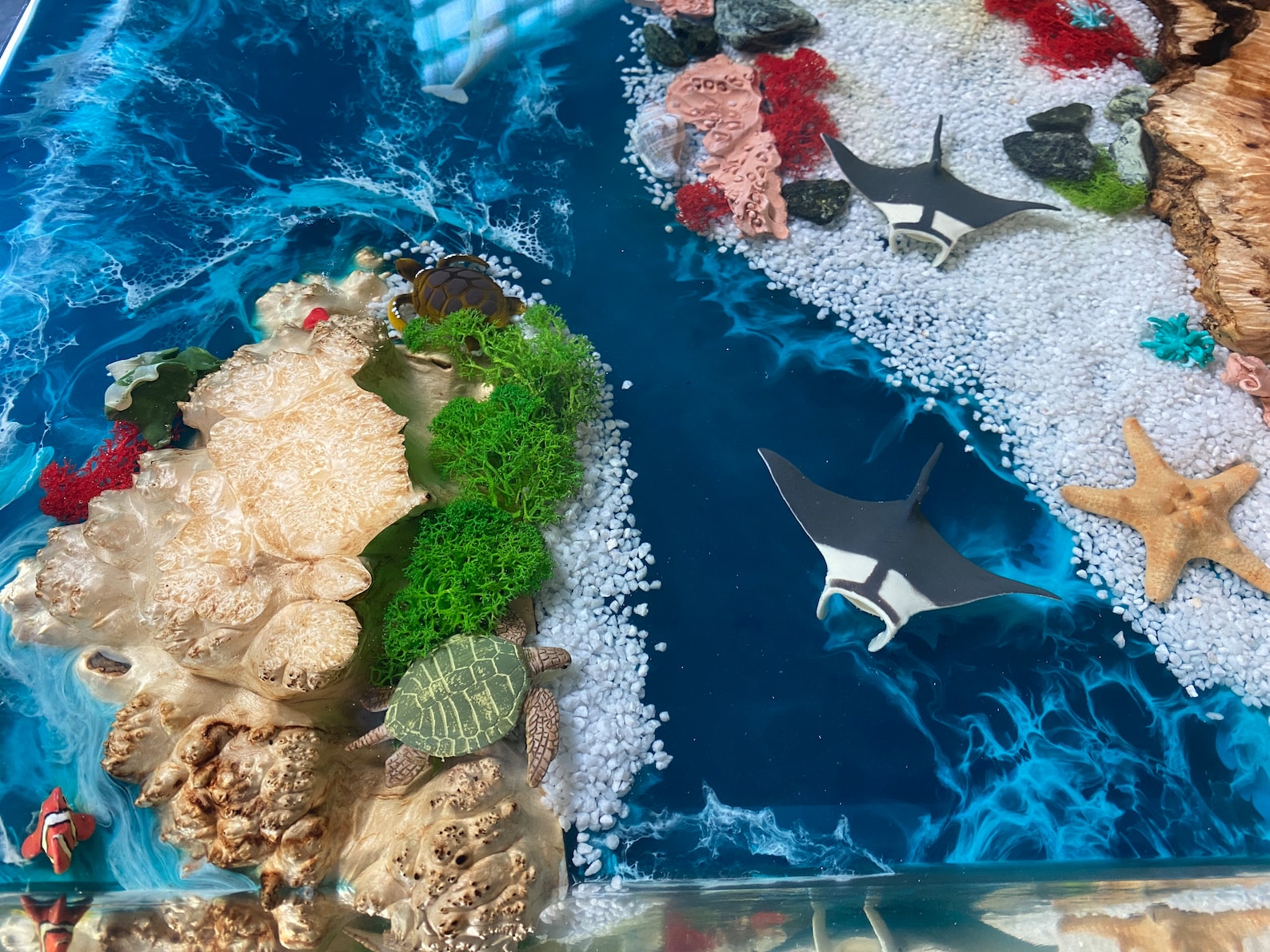 Aquarium Epoxy Table, Ocean Coffee Table With Reef Design, Resin Wood ...