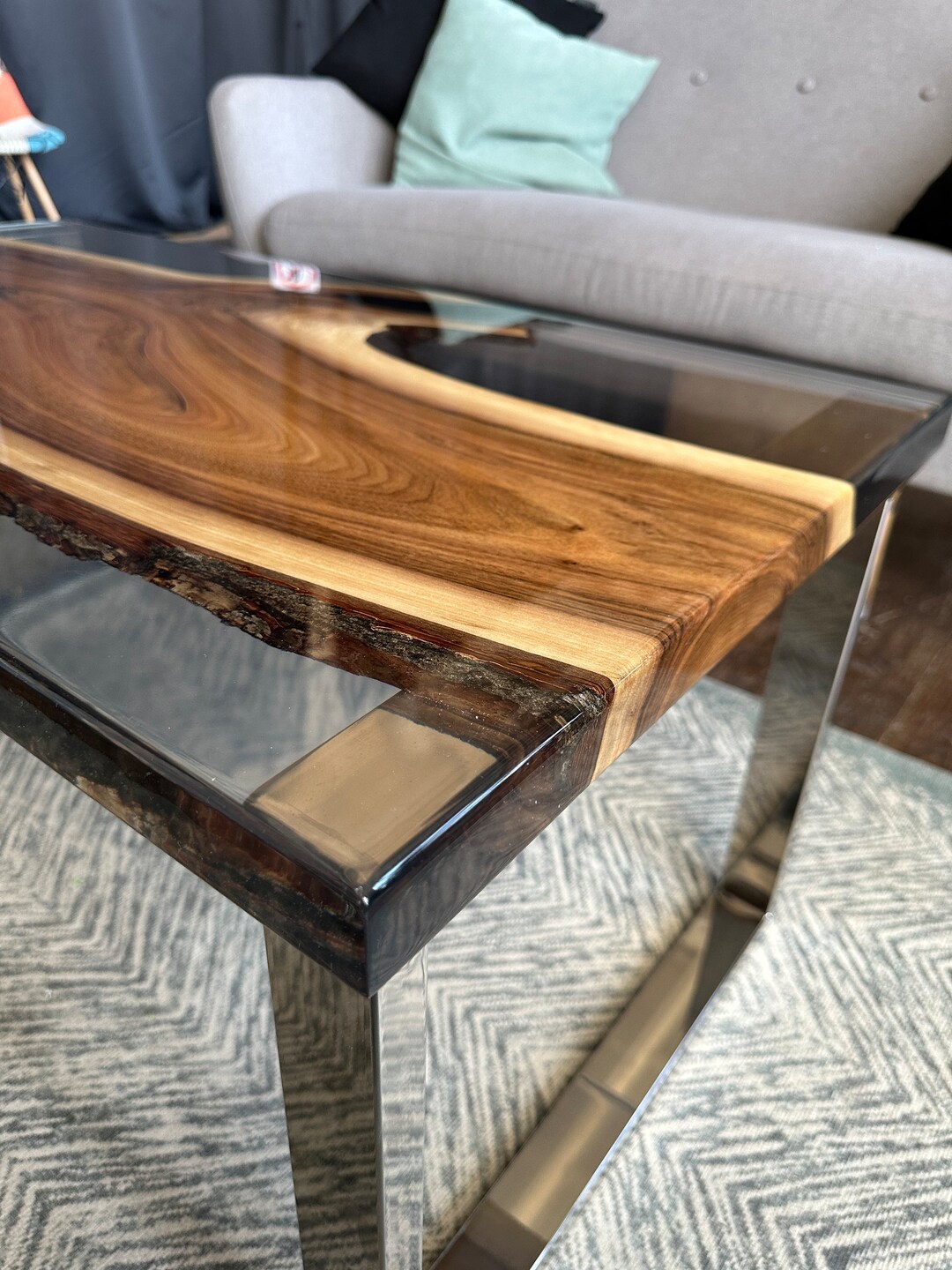 Clear Epoxy Table With Slab Wood, Custom River Desk, Wood Resin Coffee ...