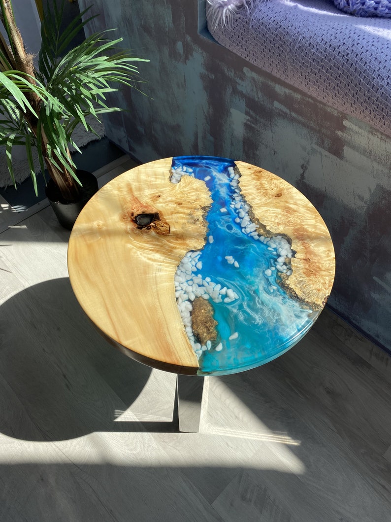 Epoxy Resin River Table Small Round Table Luxury Furniture - Etsy
