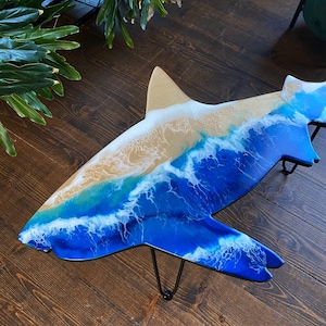 Shark Shape Ocean Epoxy Resin Table, Modern Coffee Table, Living Room ...