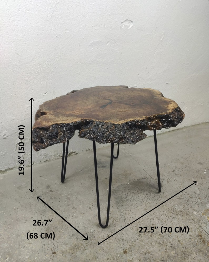 Live Edge Tree Slice Side Table, Rustic Natural Wood Slab Accent Table ...