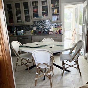 White Oval Dine Table, Unique White River Table, Epoxy Resin Table ...