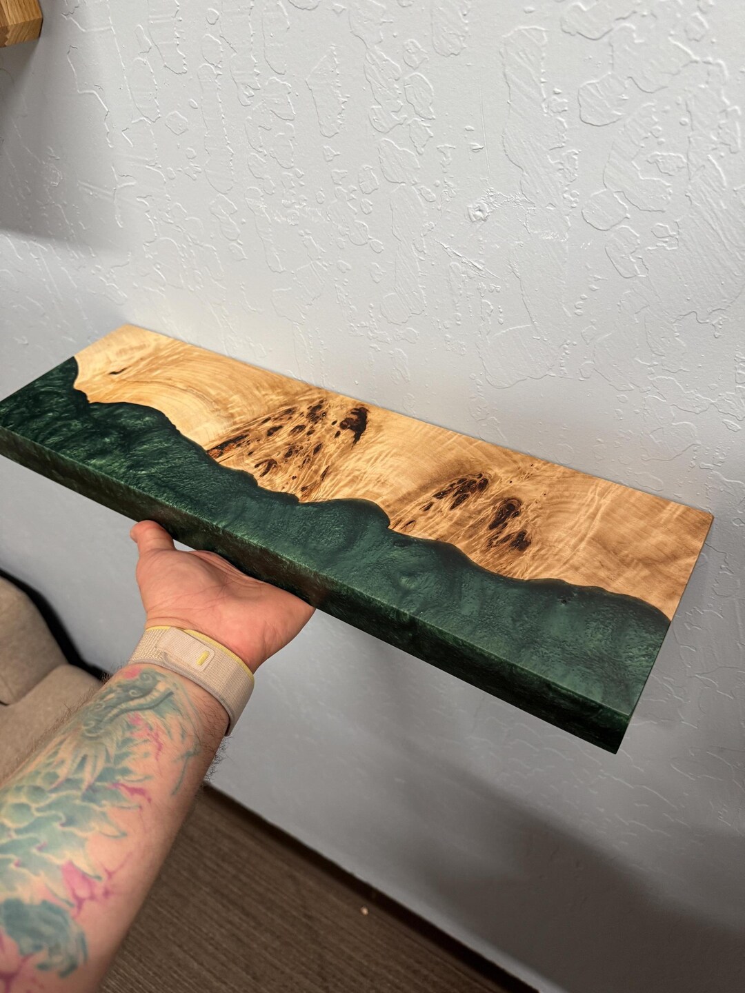 Handmade Epoxy Floating Shelf, Live Edge Resin Wall Shelf, Rustic ...