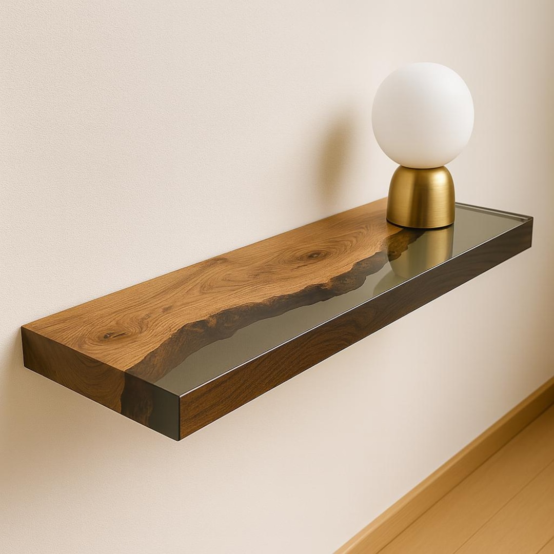 Epoxy Floating Shelf, Live Edge Wall Shelf, Floating Console, Modern TV ...