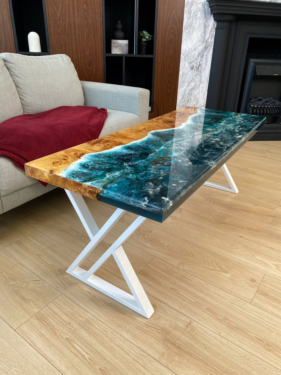 Custom Epoxy Resin Table, Stylish Living Room Table, Ocean Table, Live ...
