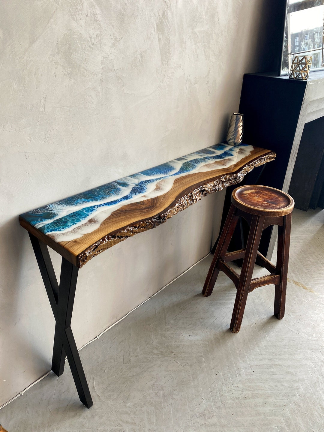 Ocean Wave Console Table, Epoxy Entryway Table Console, Entry Way Table ...