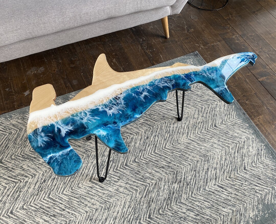 Hammerhead Fish Table, Ocean Coffee Table, Custom Ocean Table, Epoxy ...