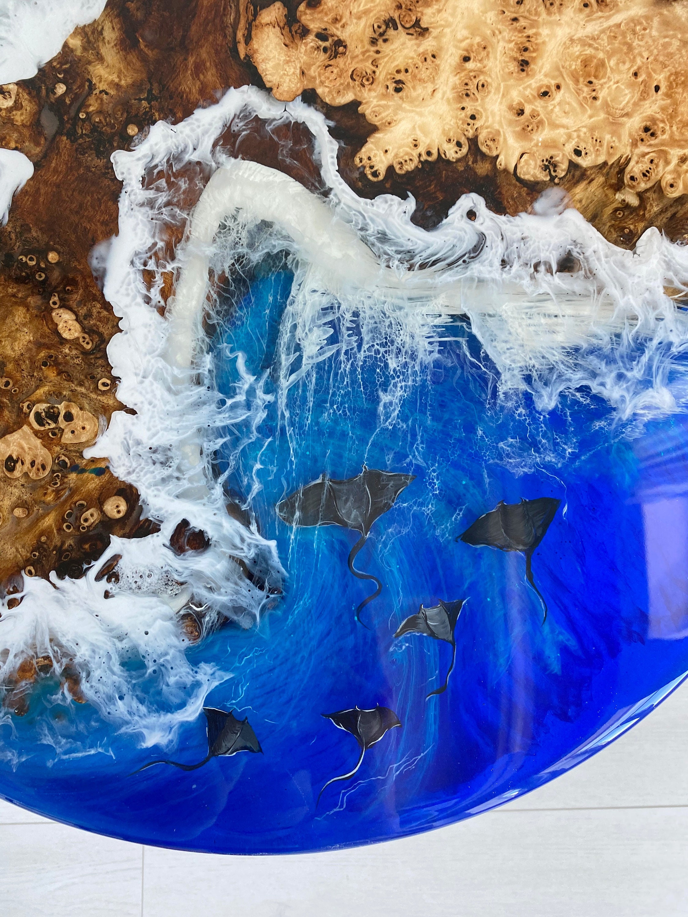 Round Ocean Coffee Table, Coastal Decor, Custom Dining Table, Aquarium ...