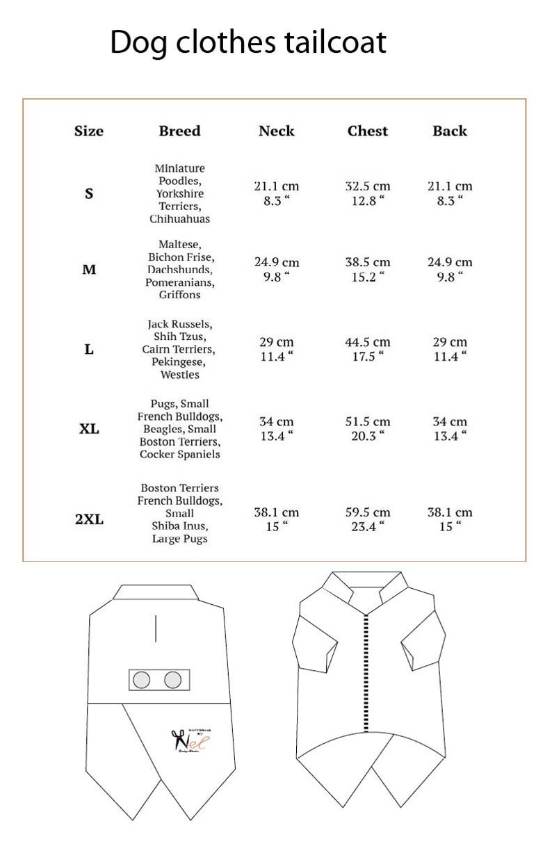Dog Clothes Coat-tailcoat.sewing Pattern PDF Size: S.M.L.XL.XXL - Etsy