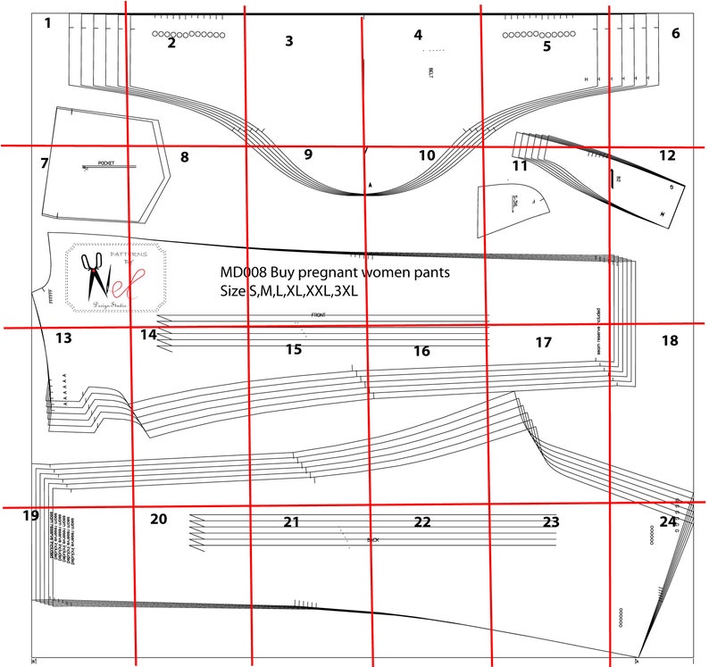 Sewing Patterns Pdf.pants for Pregnant Women.jeans.maternity Patterns ...