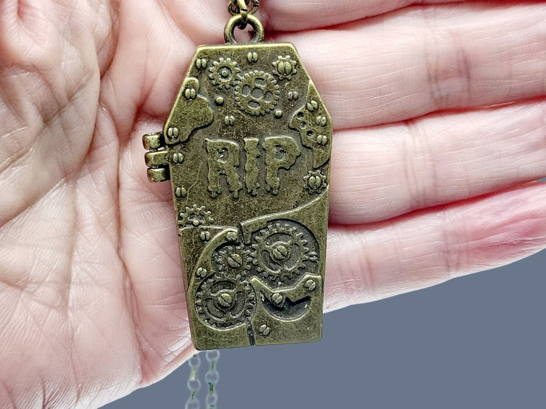 Copper Steampunk Coffin Locket Complete With RIP on the Front - Etsy