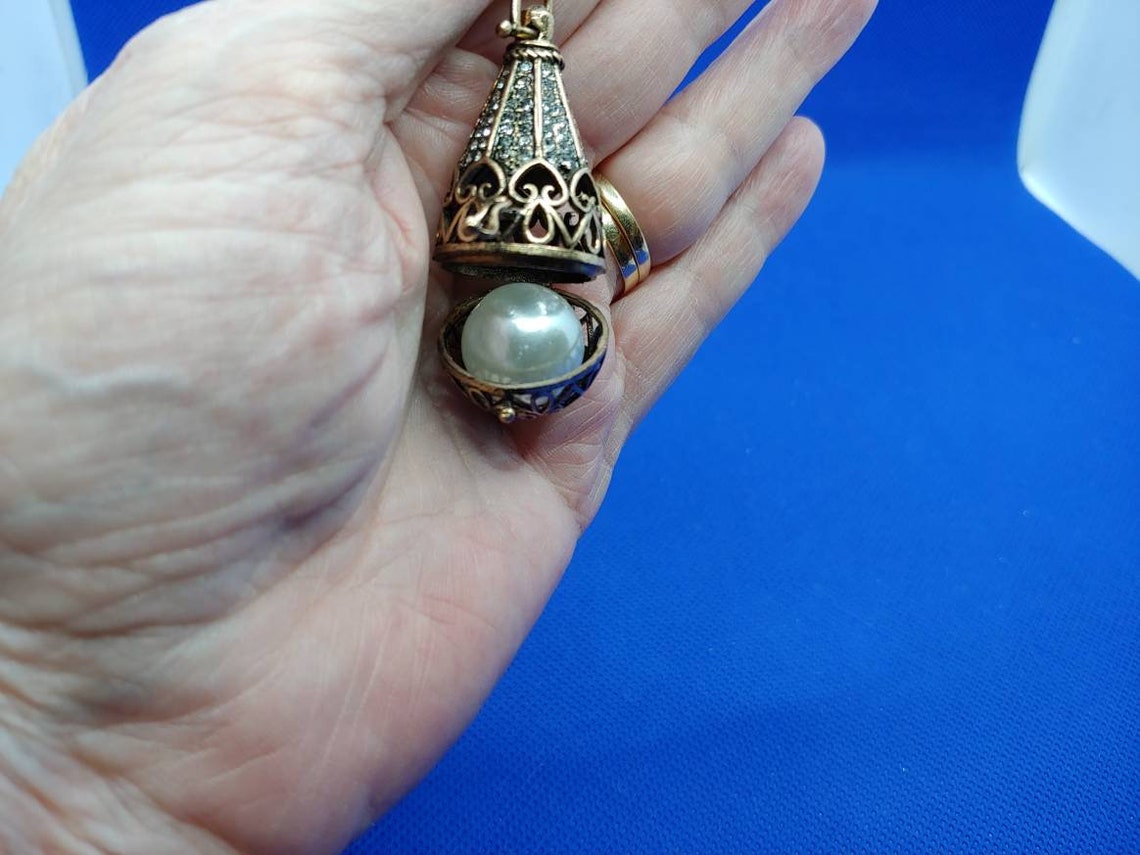 Steampunk Cage Locket With Clear Crystals Necklace on a 21 - Etsy