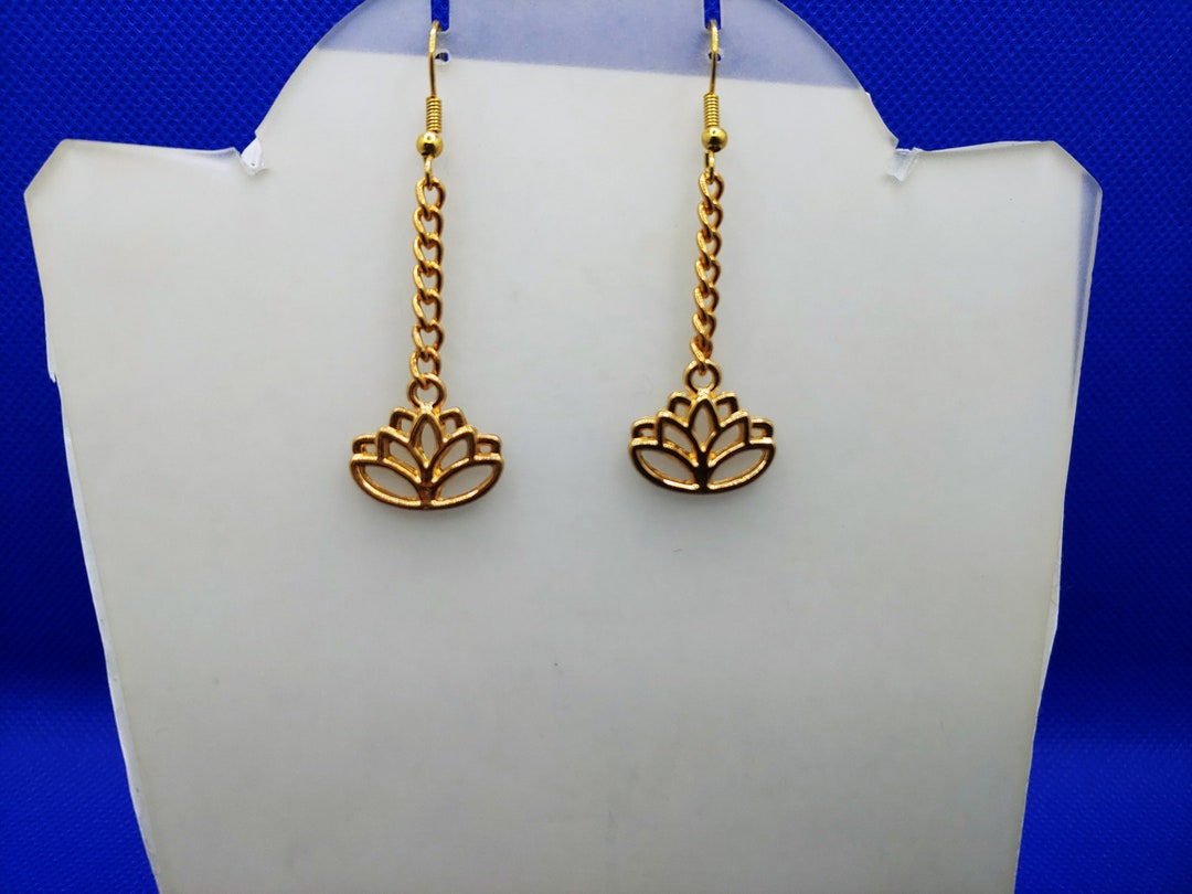Gold Lotus Flower With Gold Chains and Gold Ear Wires - Etsy