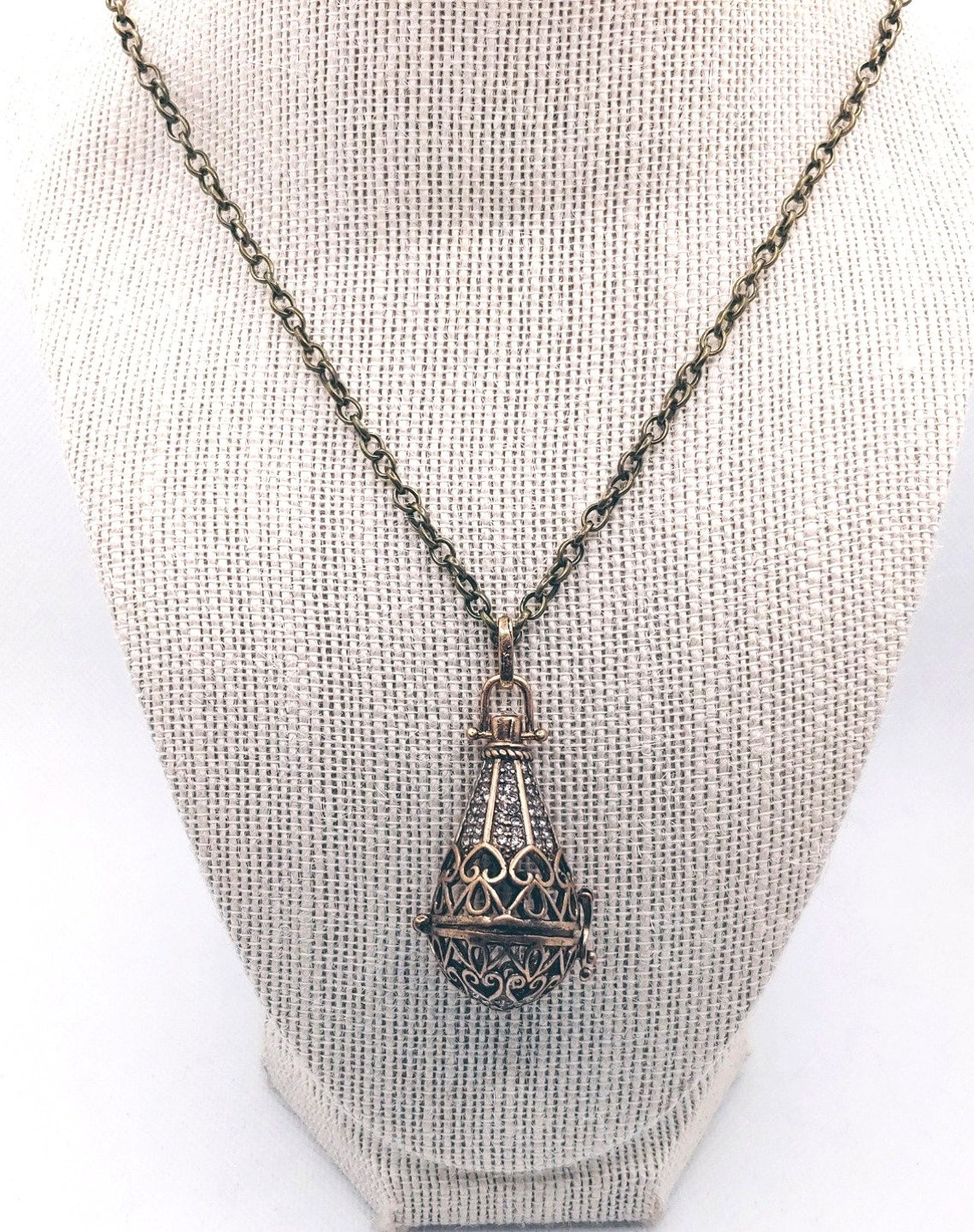 Steampunk Cage Locket With Clear Crystals Necklace on a 21 - Etsy