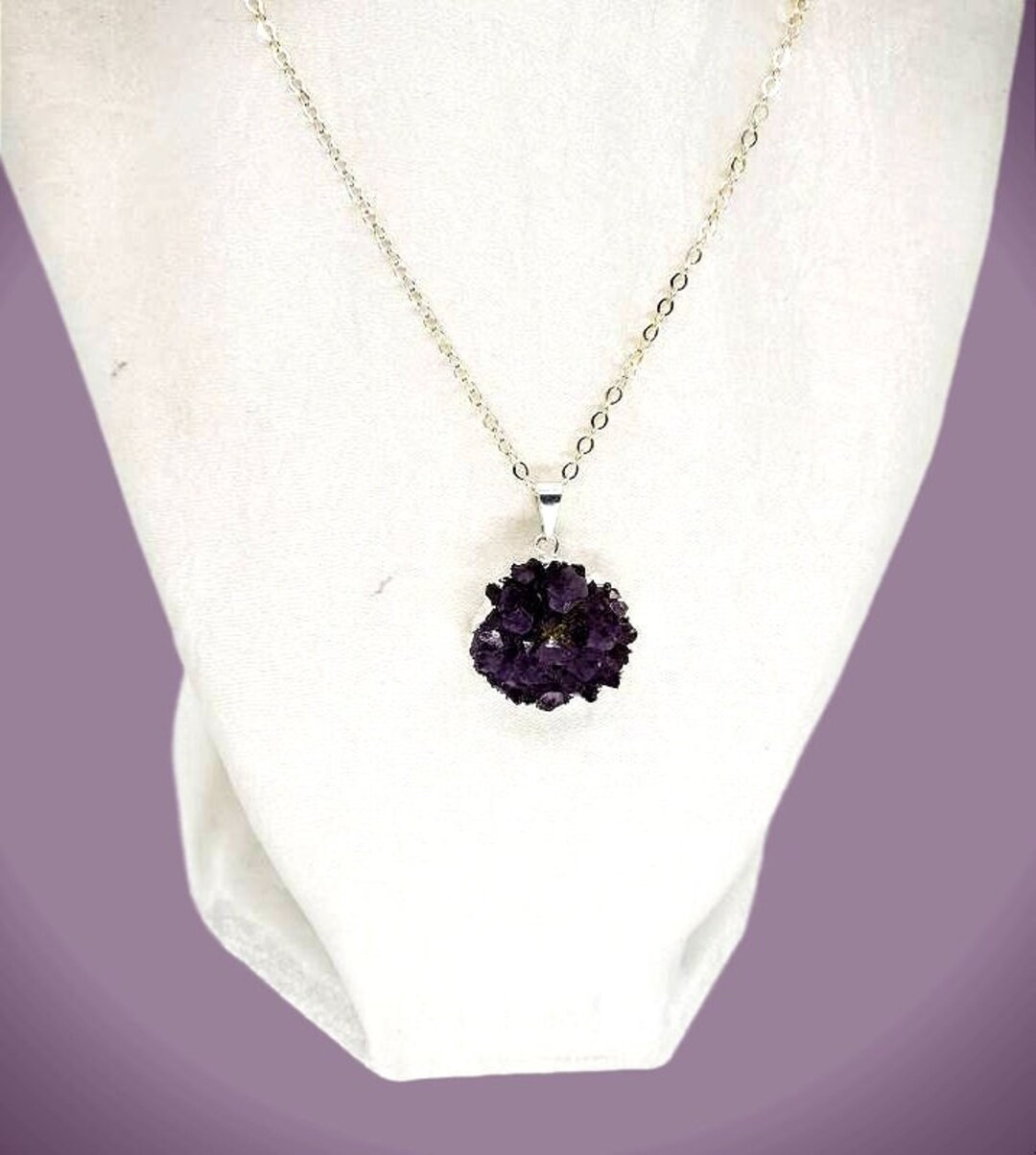 Amethyst Crystal Pendant Necklace on Sterling Silver Cable Chain - Etsy