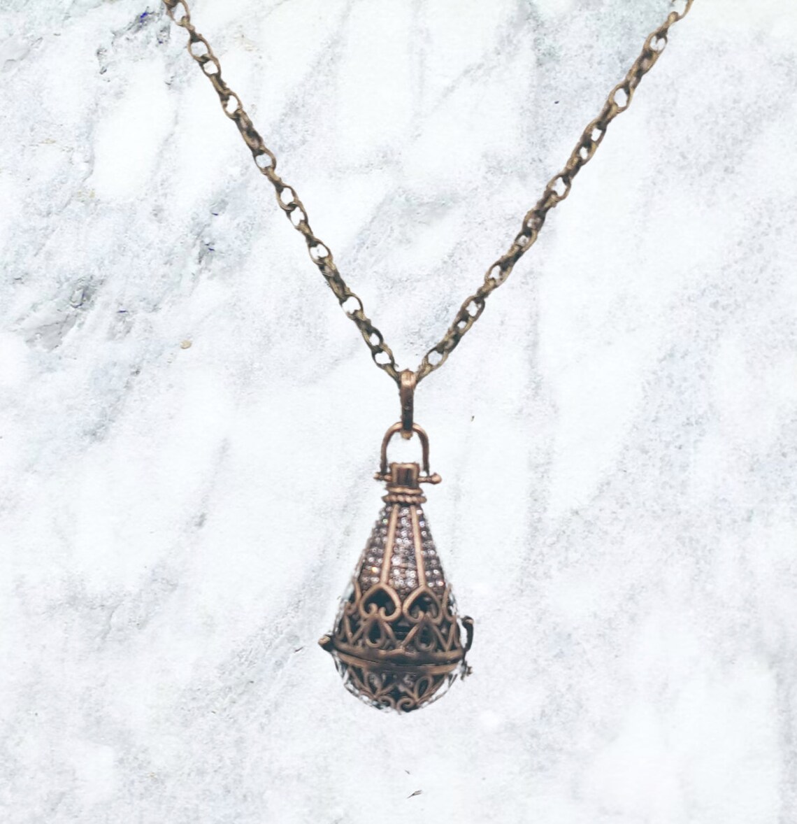 Steampunk Cage Locket With Clear Crystals Necklace on a 21 - Etsy