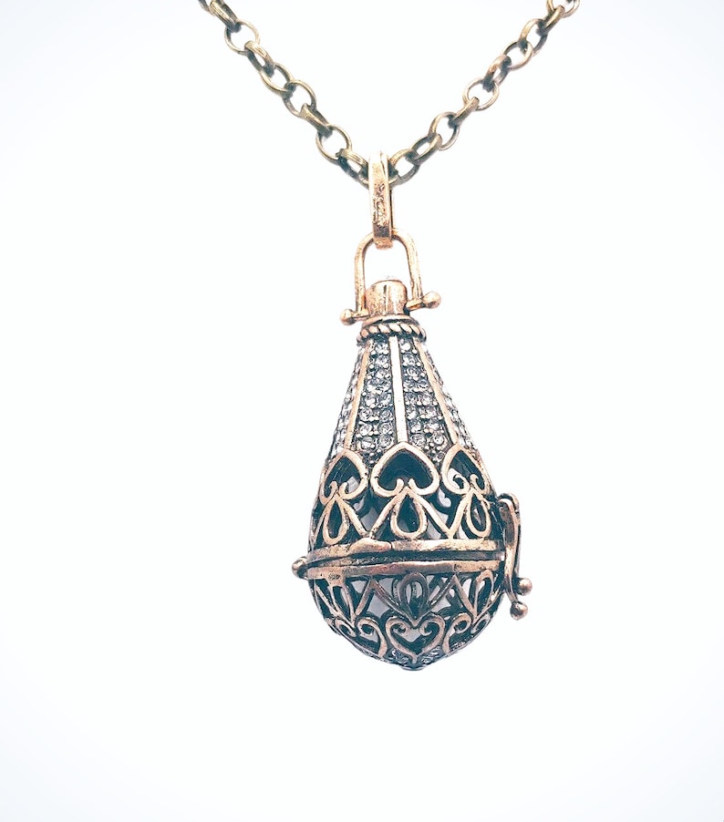 Steampunk Cage Locket With Clear Crystals Necklace on a 21 - Etsy