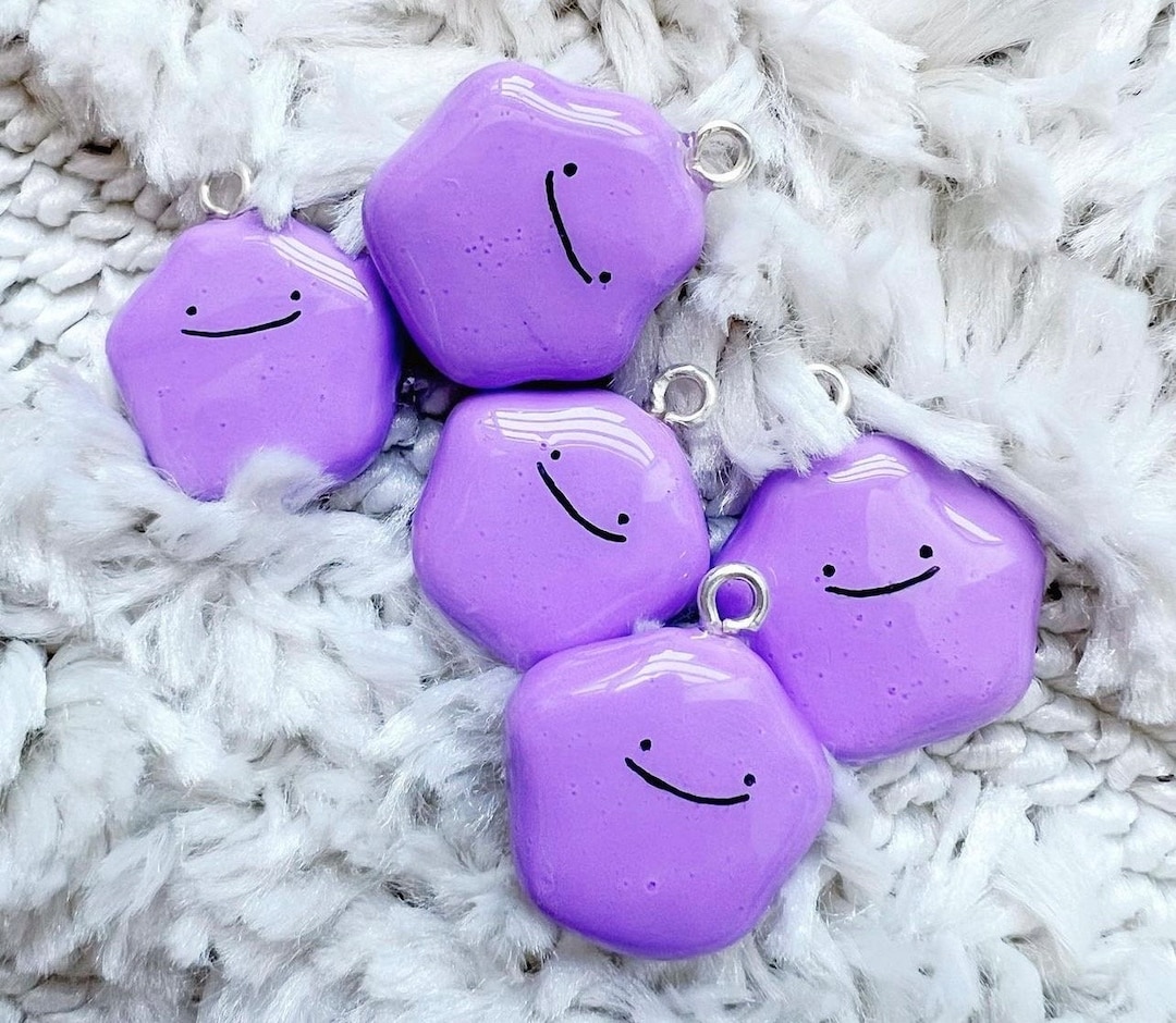 Cute Ditto Pokemon Charm, Pokemon Keychain, Pokemon Lanyard, Handmade ...