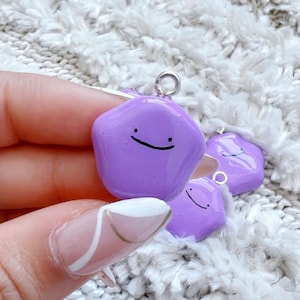 Cute Ditto Pokemon Charm, Pokemon Keychain, Pokemon Lanyard, Handmade ...