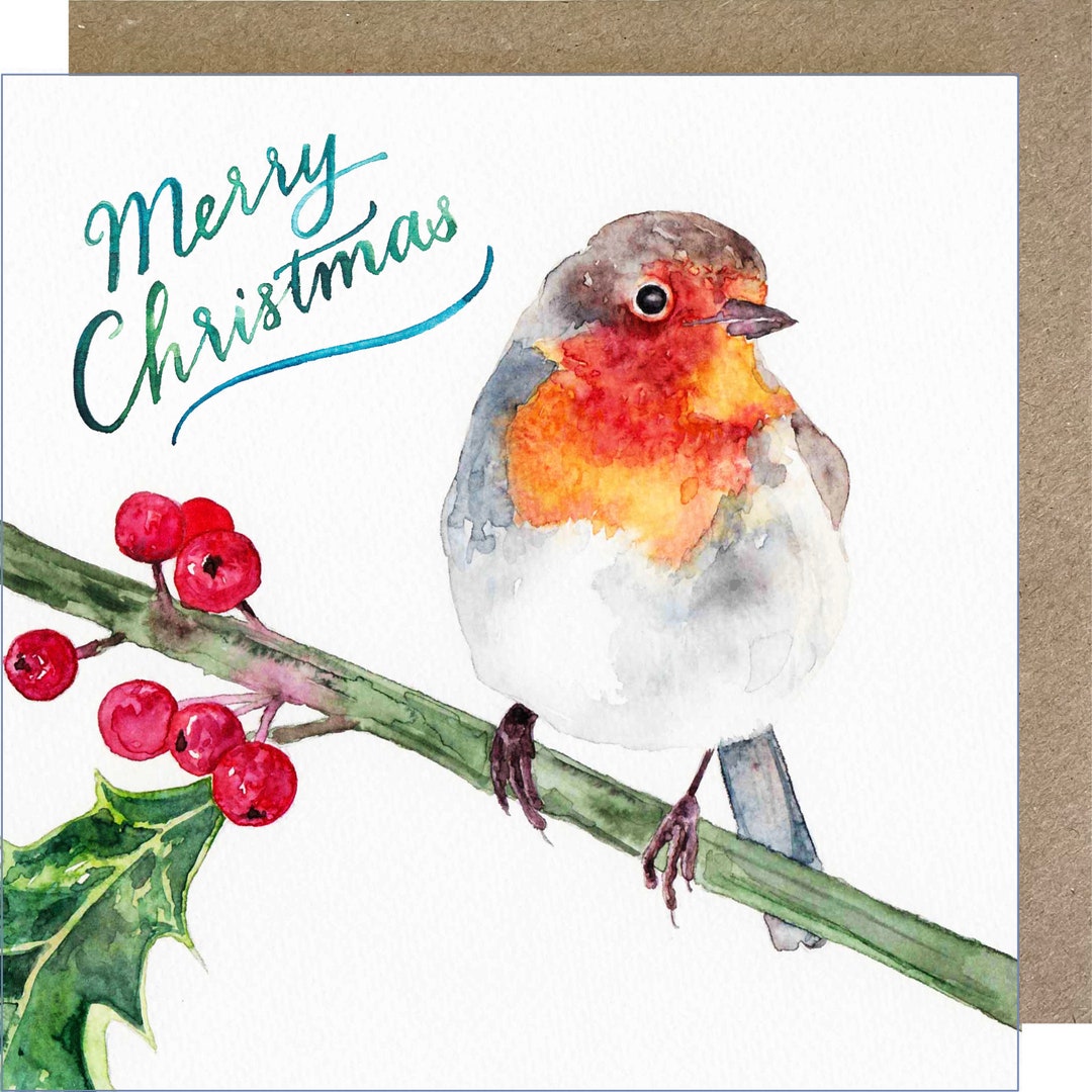 C01 'robin Merry Christmas' Greetings Card - Etsy