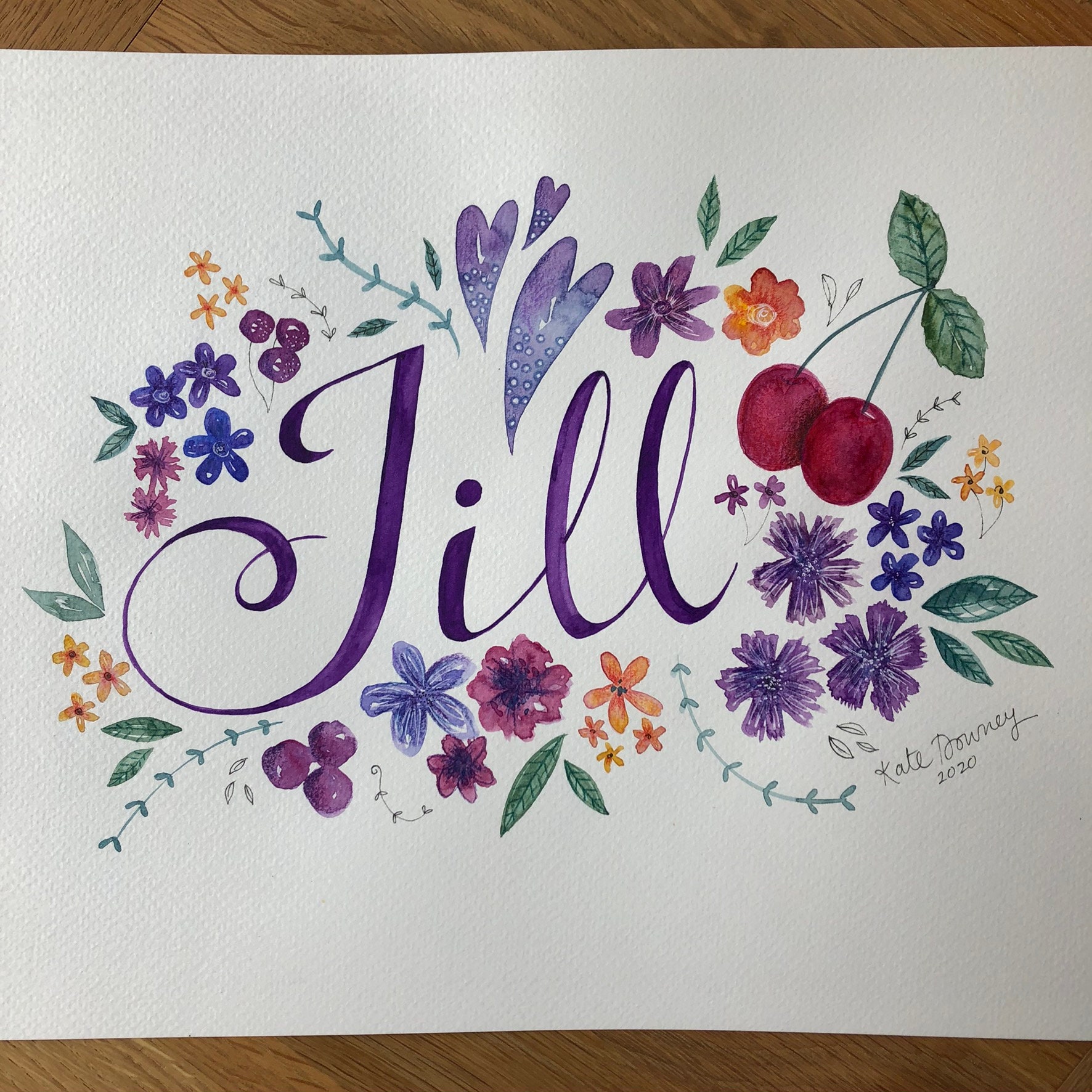 Personalised Water Colour Name Painting Unframed Brush - Etsy