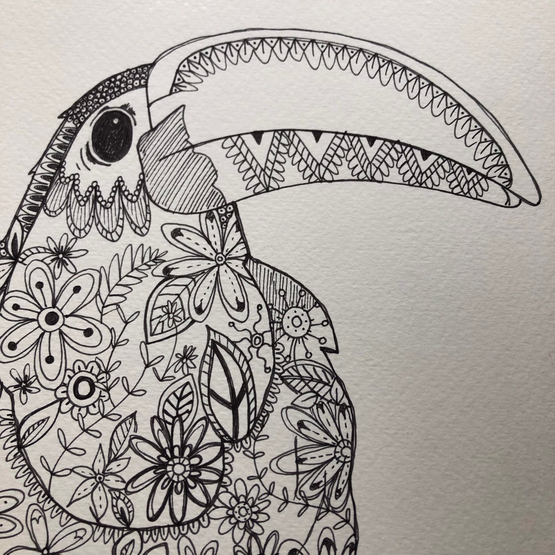 Digital Download Zentangle Colouring Sheet, Mindfulness, Toucan - Etsy