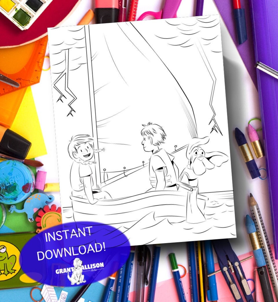 Children Sailing Into the Storm Coloring Page Printable Wren and Frog ...