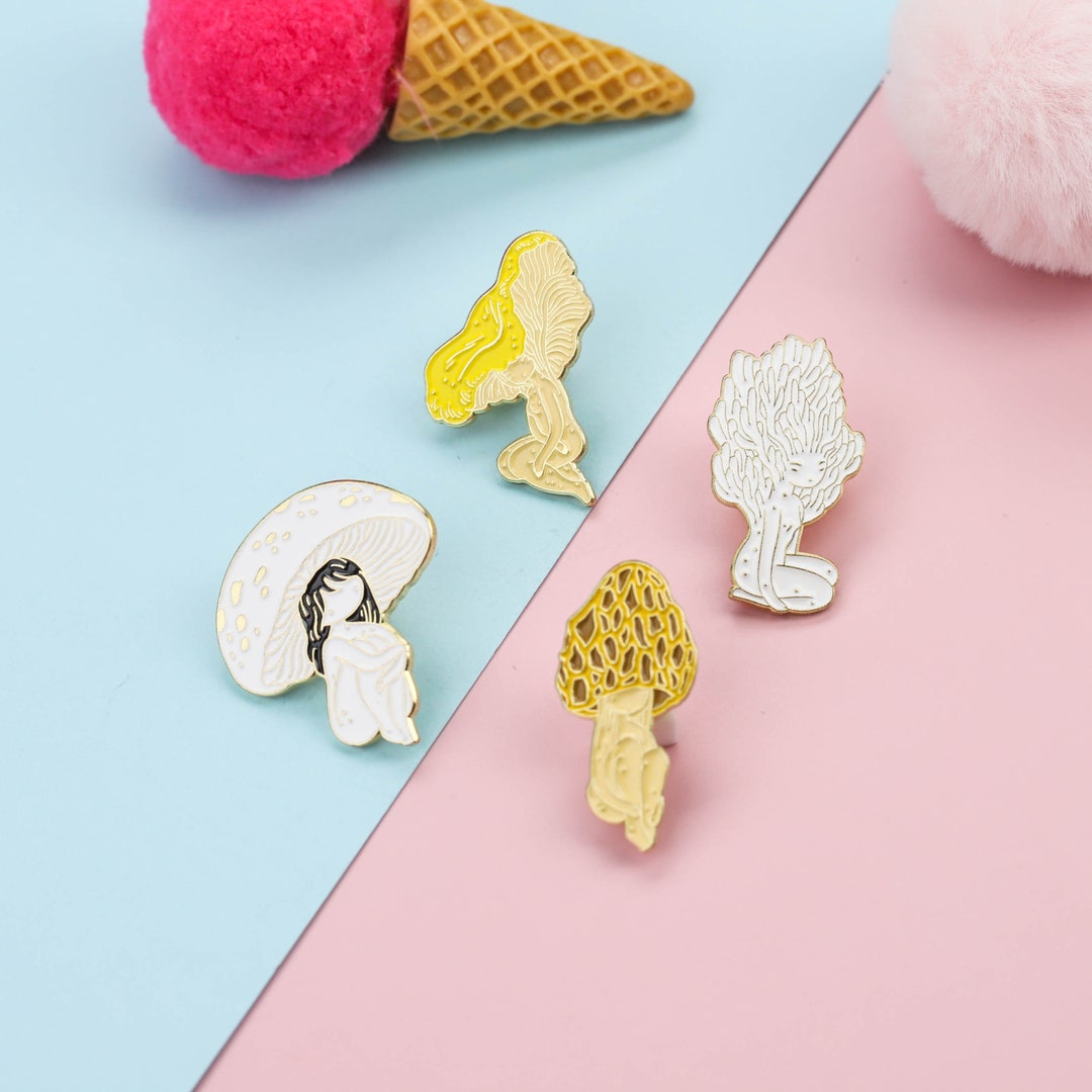 Mushroom Girl Pin Enamel Pin Enamel Pin Set Hard Enamel Pins - Etsy